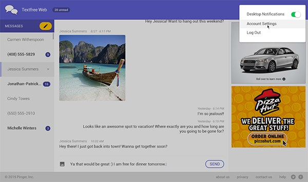 Textfree Web - FAQs & How-to's – Pinger help